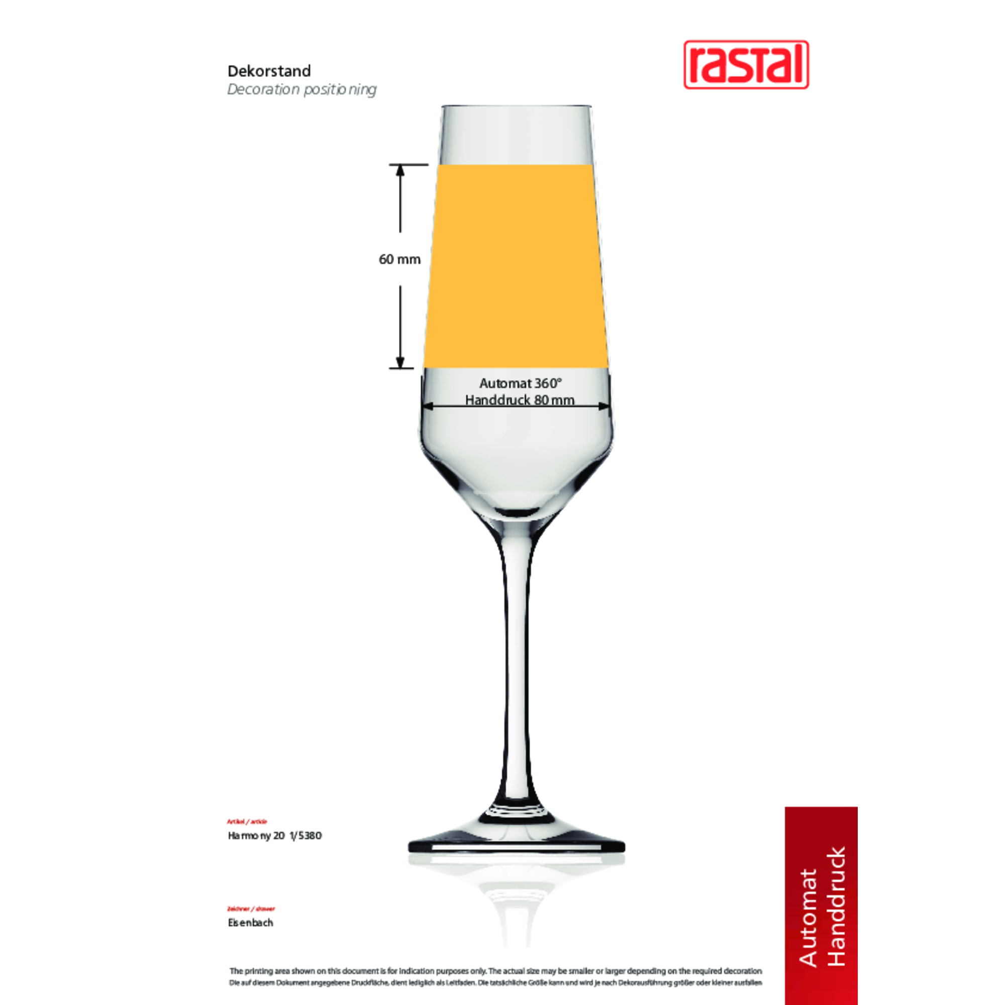 RASTAL Harmony 20 Sekt (200 ml, klar, Glas, 127g) als Werbeartikel Auf ...