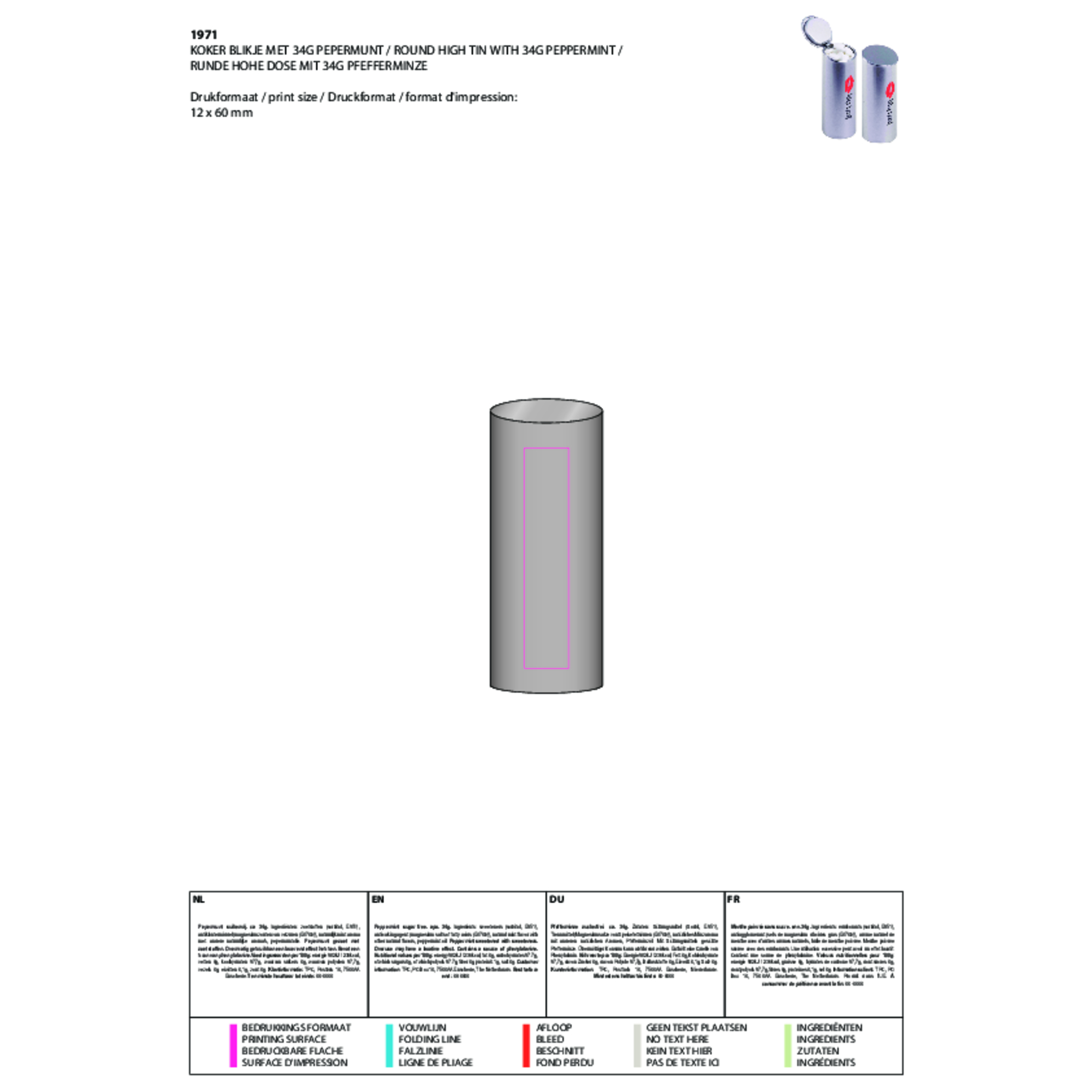 Runde hohe Pfefferminz (Dose, 53g) als Werbeartikel Auf GIFFITS.de ...