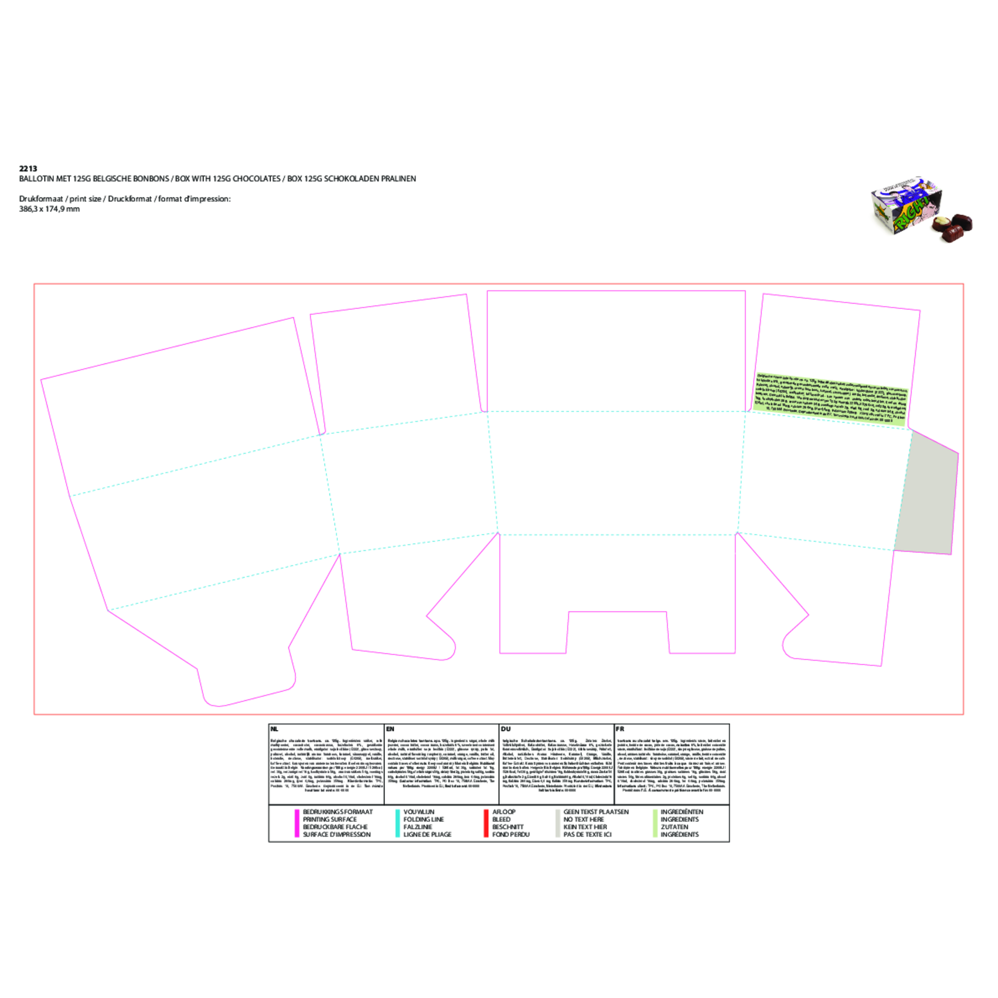 Box mit Belgische Schokolade Pralinen (weiß, Papier, 140g) als ...