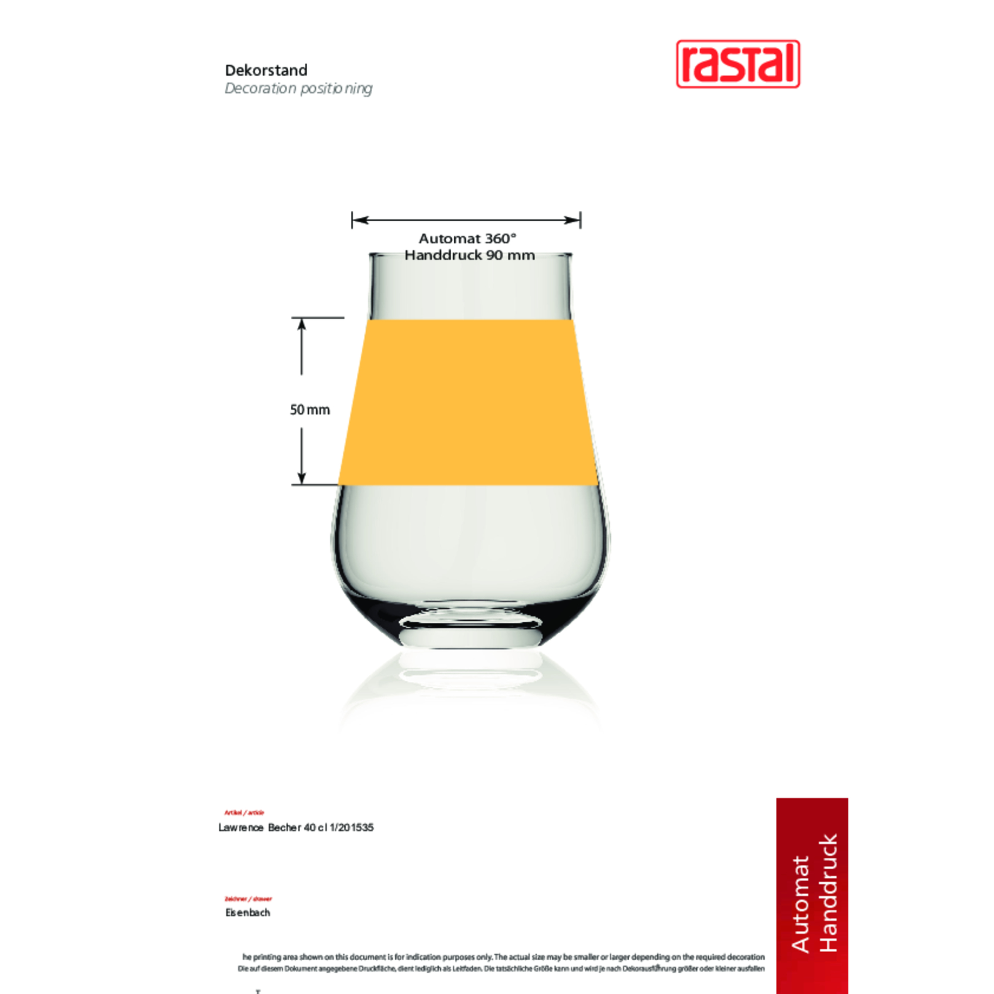 RASTAL Lawrence Becher 0,3 l (0,3 l, klar, Glas, 184g) als ...