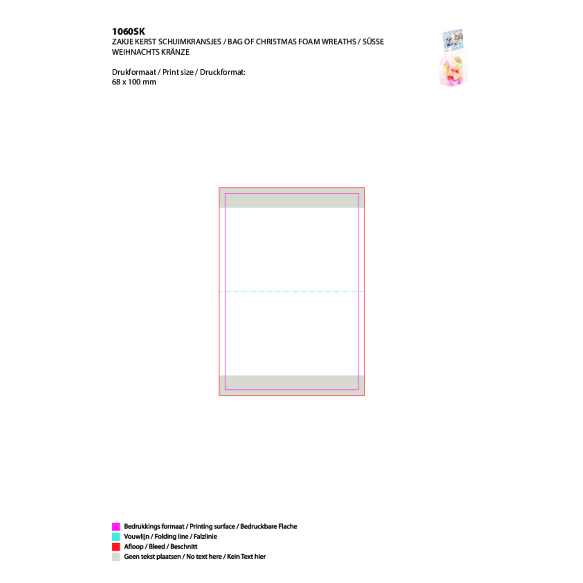 Blockbeutel mit Topkarte 65 Gramm Süssigkeiten (transparant, Kunststoff ...