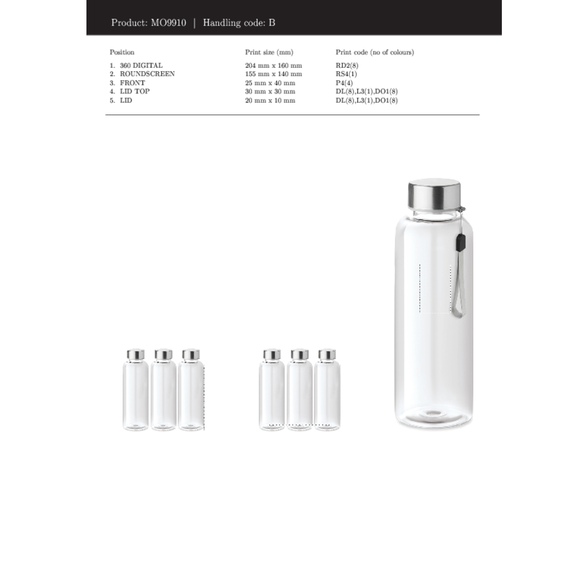 RPET-Flasche 500ml MO9910 UTAH (500 ml, transparent limettengrün, RPET ...
