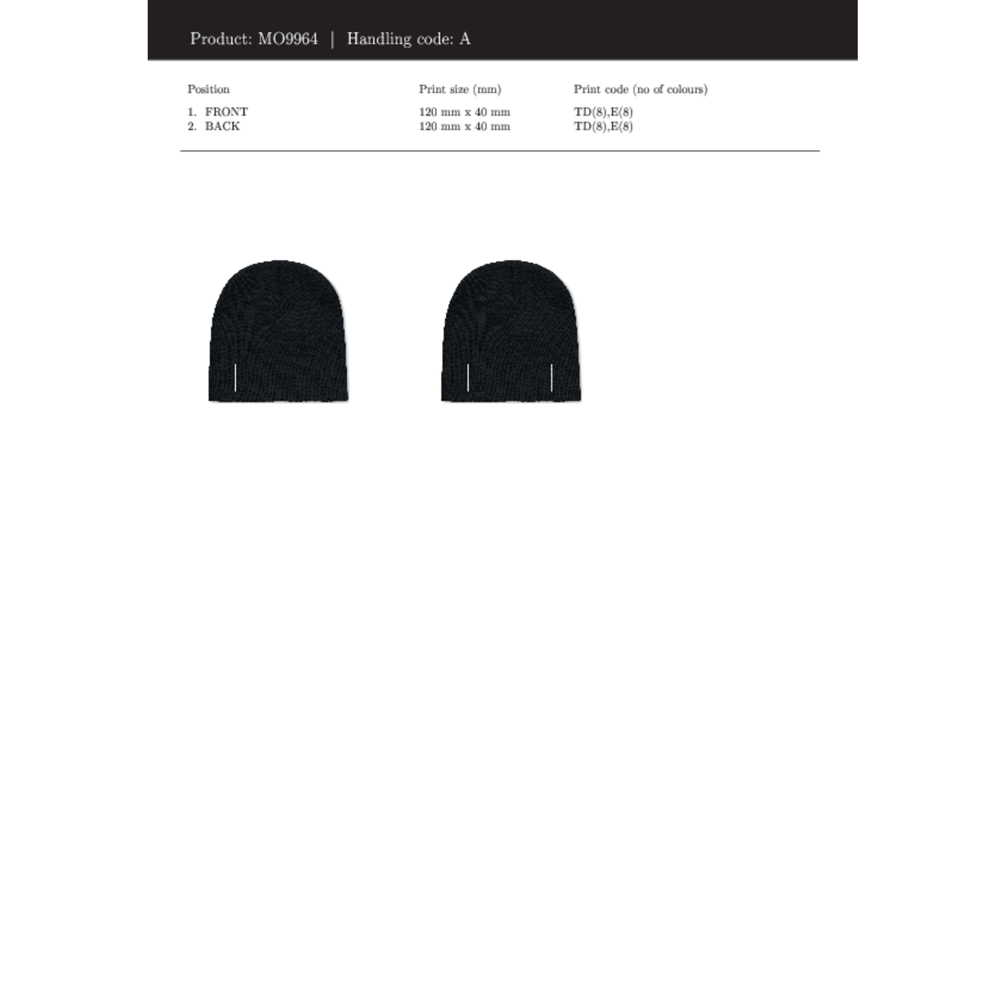 Beanie Polyester MARCO (weiss / schwarz, RPET, 59g) als Werbeartikel ...