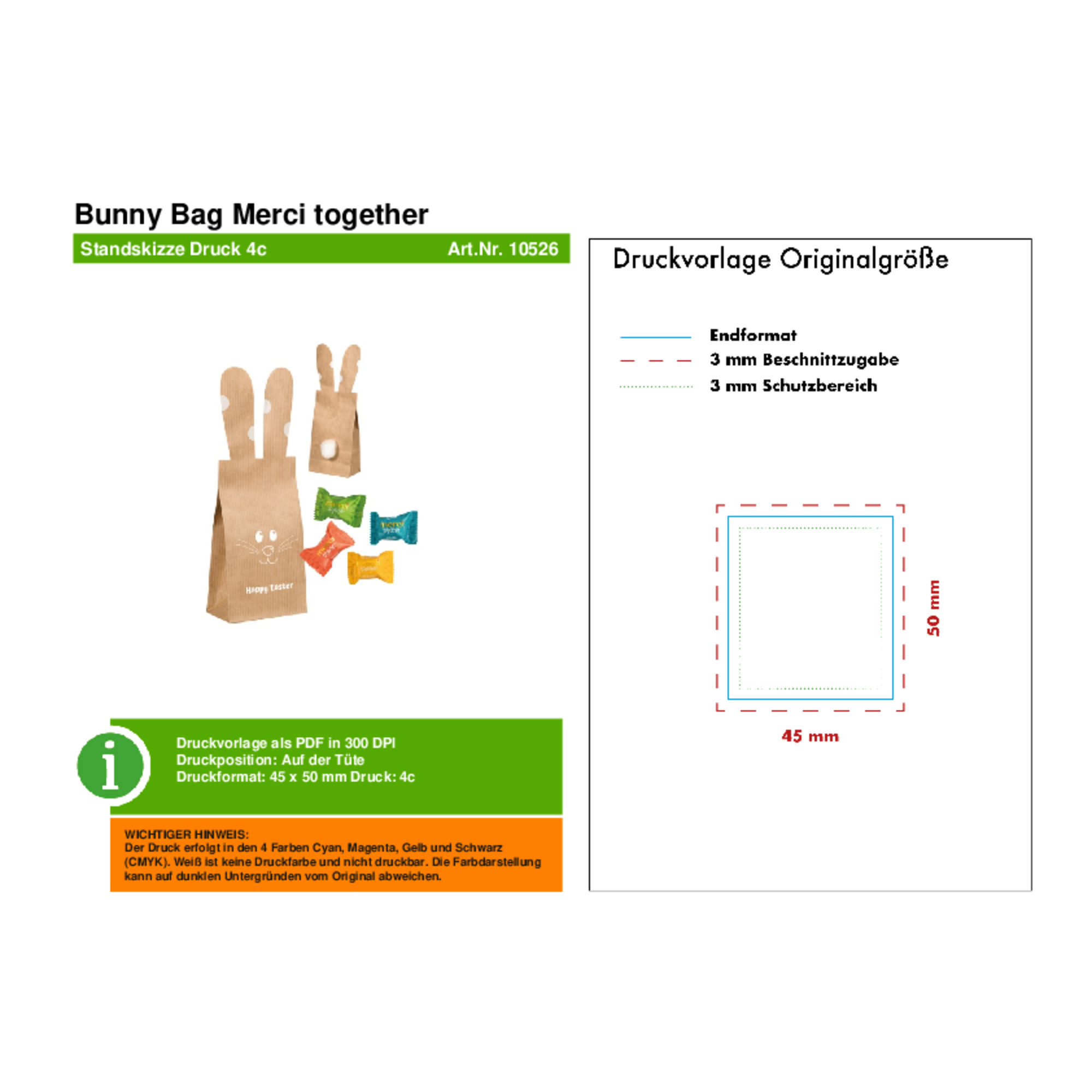 STORCK Bunny Bag Merci together (beige, Papier, 46g) als Werbeartikel ...