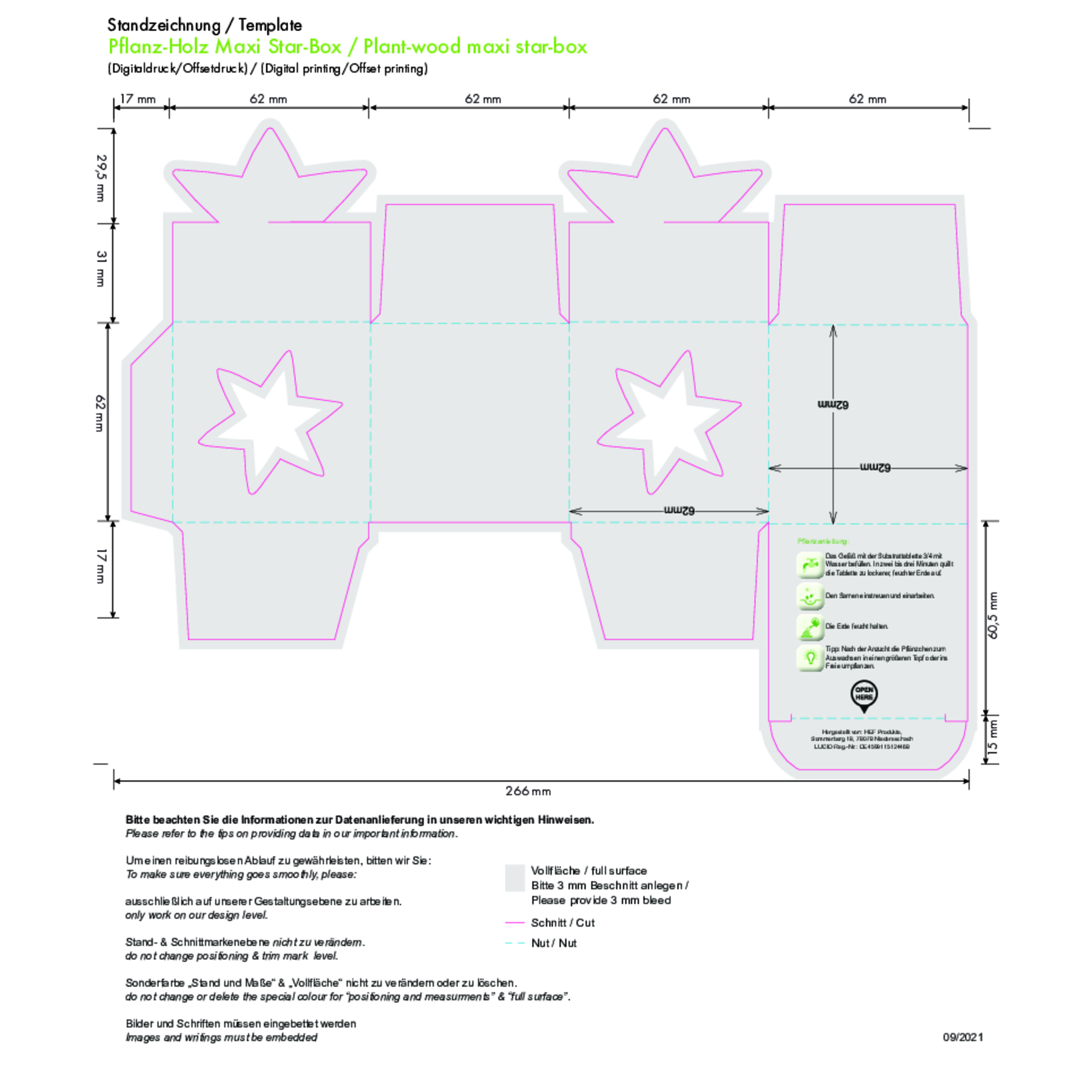 Pflanz-Holz Maxi Star-Box mit Samen - Vergissmeinnicht (individuell ...