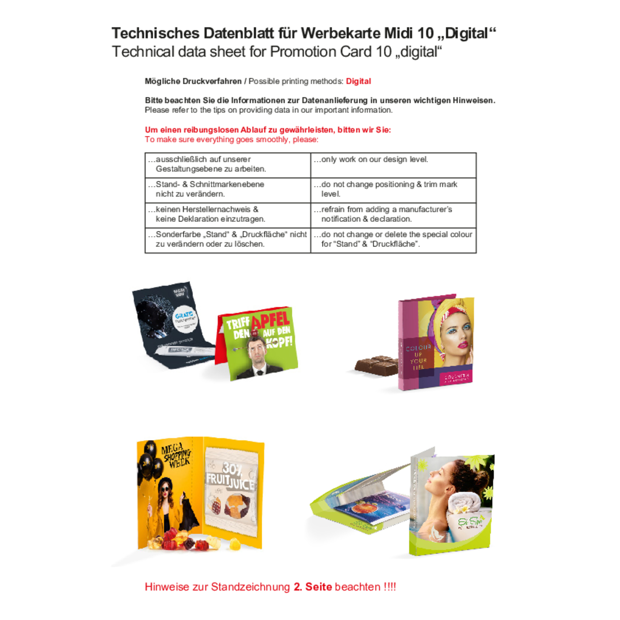 Werbekarte Midi mit Abreissperforation (aus weissem Karton mit ...