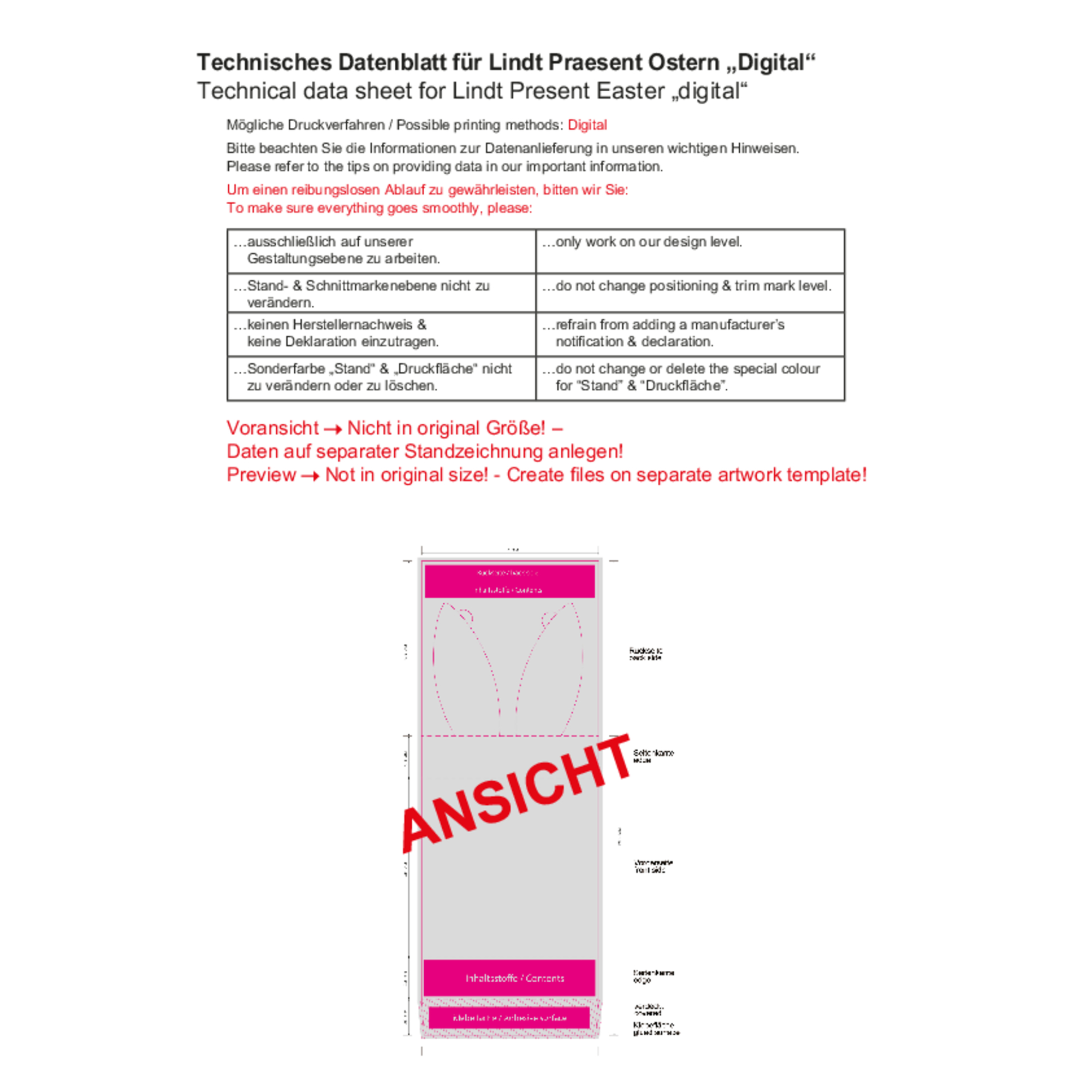 Lindt Präsent Werbeschuber "Hasenohren" Kleine Kostbarkeiten, Goldhase ...