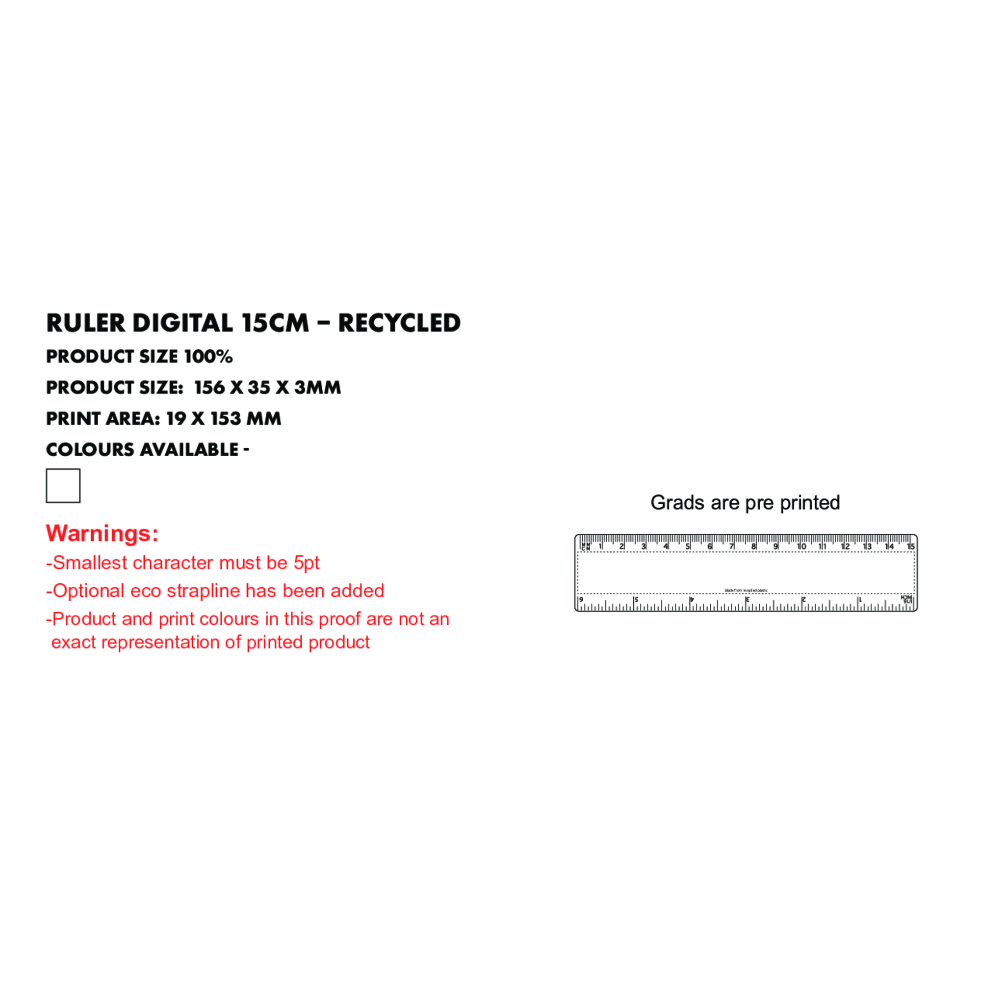 GREEN&GOOD Lineal - Recycelt 15cm (weiß, recycelter Kunststoff, 13g ...