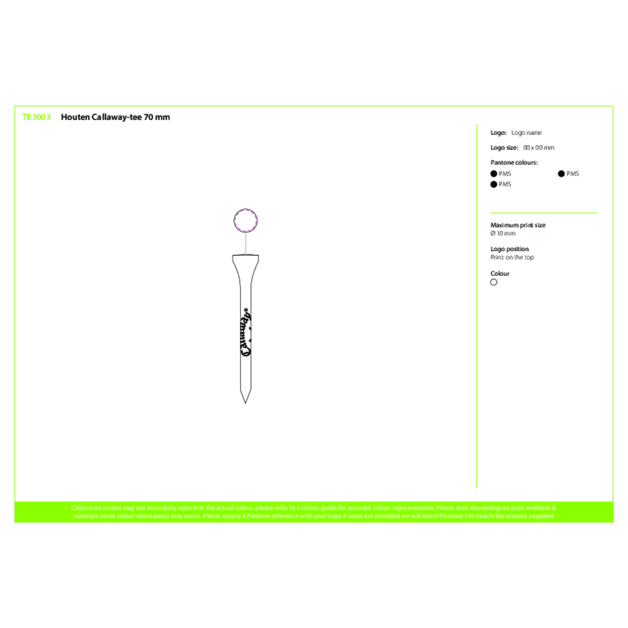 CALLAWAY -Tee aus Bambusholz 70 mm (weiß, Holz, 1g) als Werbegeschenke ...
