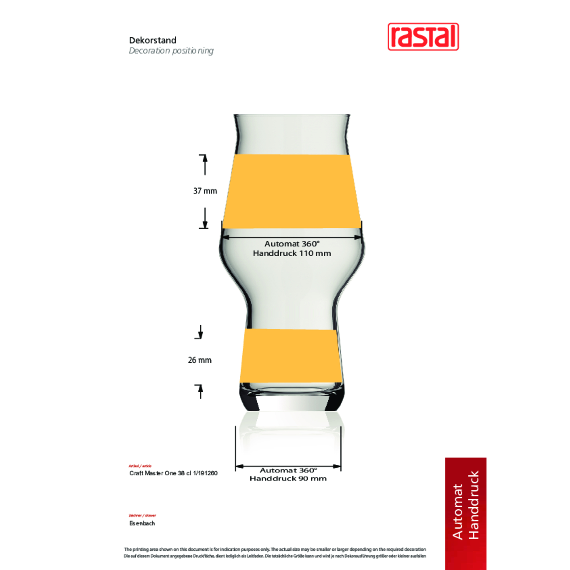 RASTAL Craft Master One 38 cl (380 ml, klar, Glas, 168g) als ...