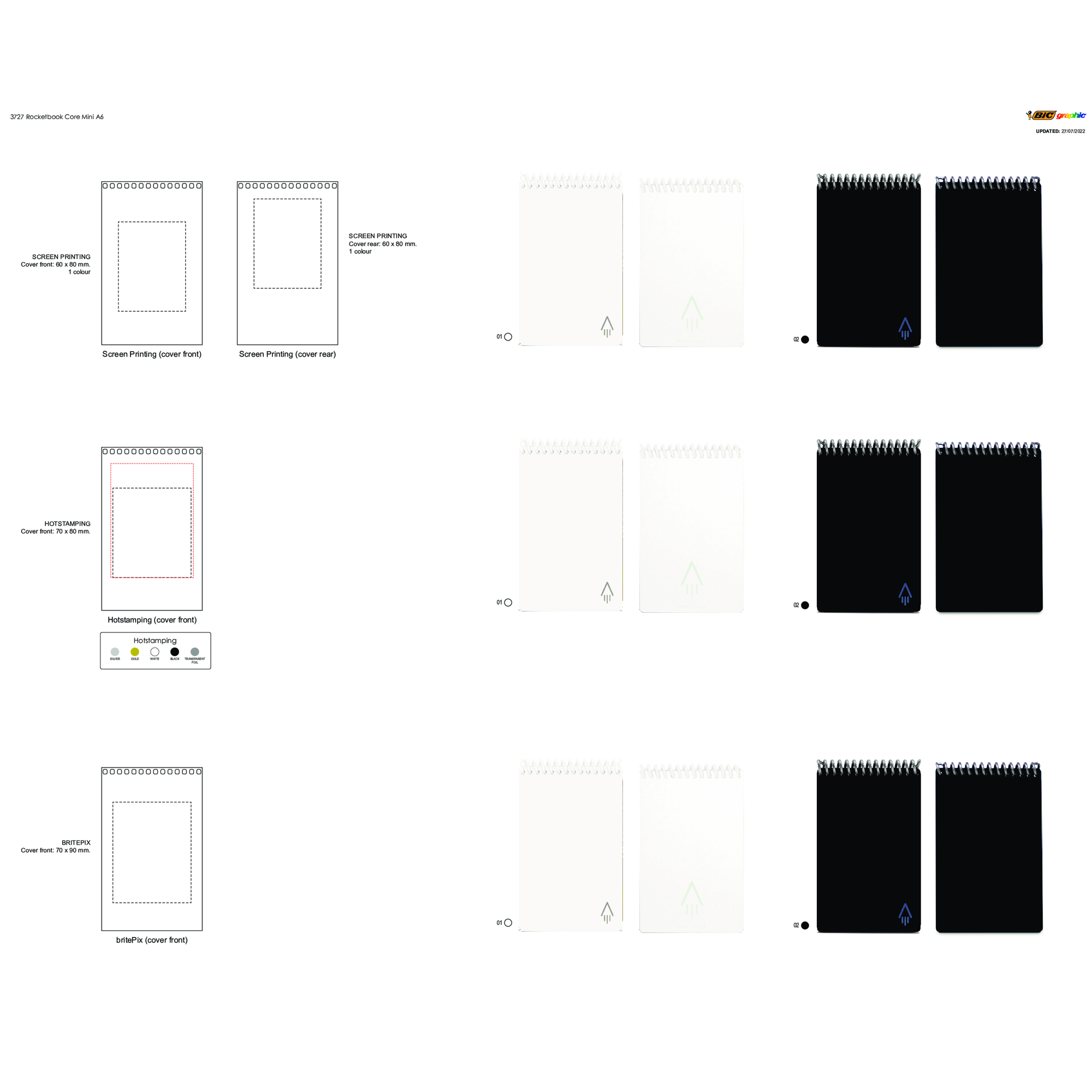 BIC Rocketbook® Core Mini A6 Siebdruck (schwarz, Kunststoff, 62g) als ...