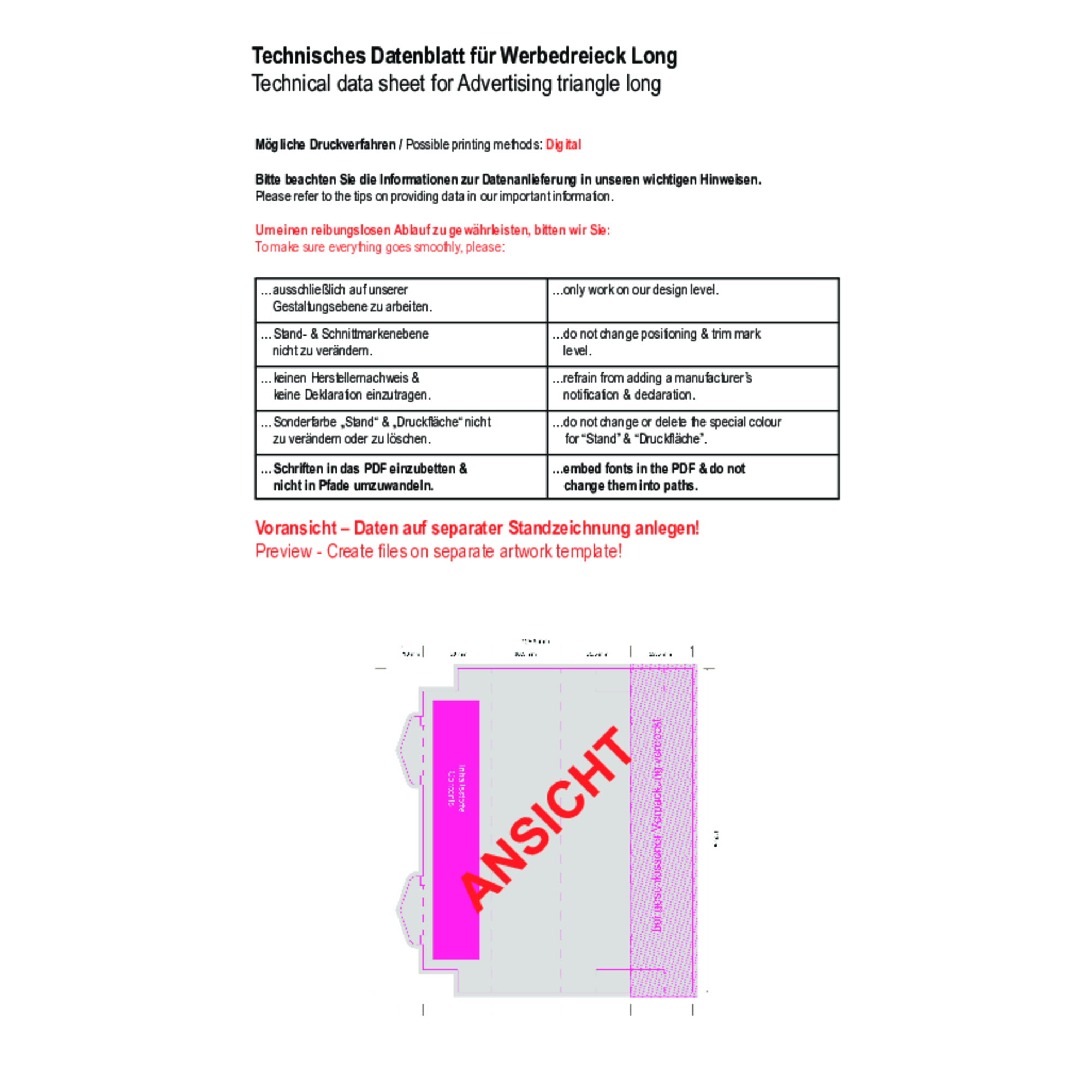 TOBLERONE Werbedreieck Long Werbeschuber aus weißem Karton Tiny Mini ...